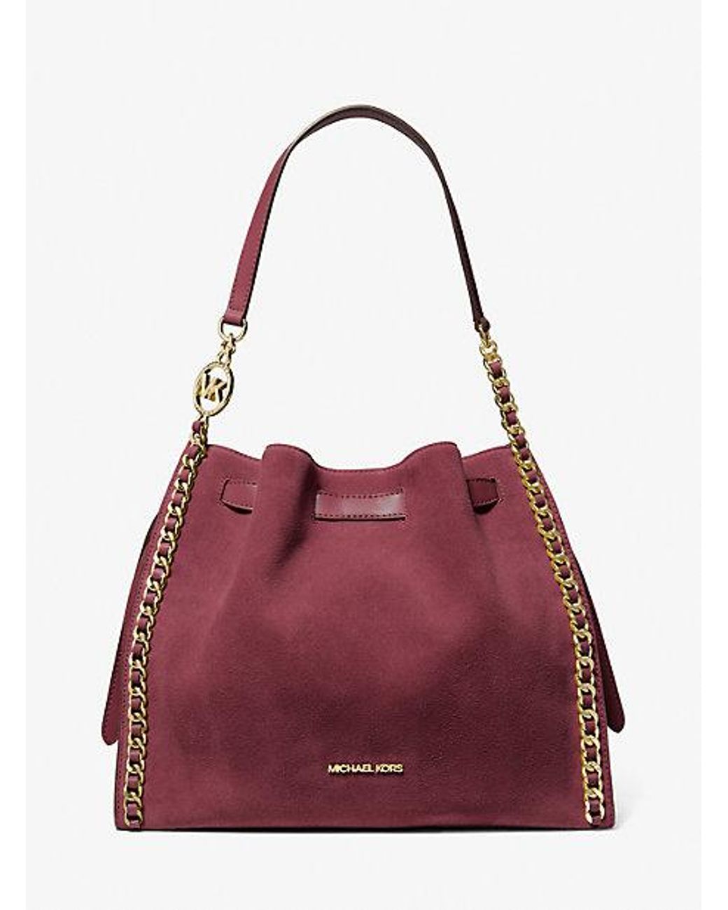 Michael Kors Mina Large Suede Chain Shoulder Bag in Purple | Lyst