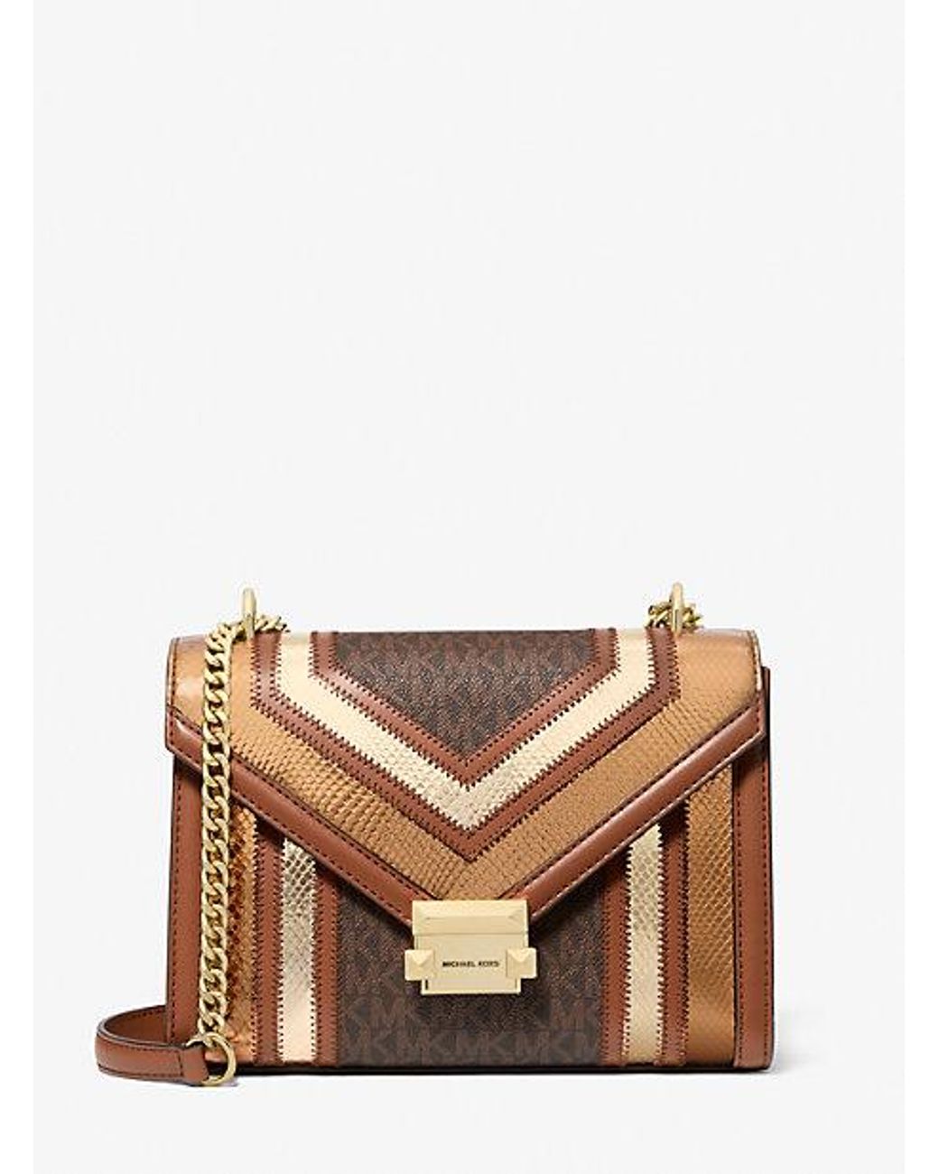 Michael Kors Whitney Medium Signature Logo And Metallic Shoulder Bag in ...