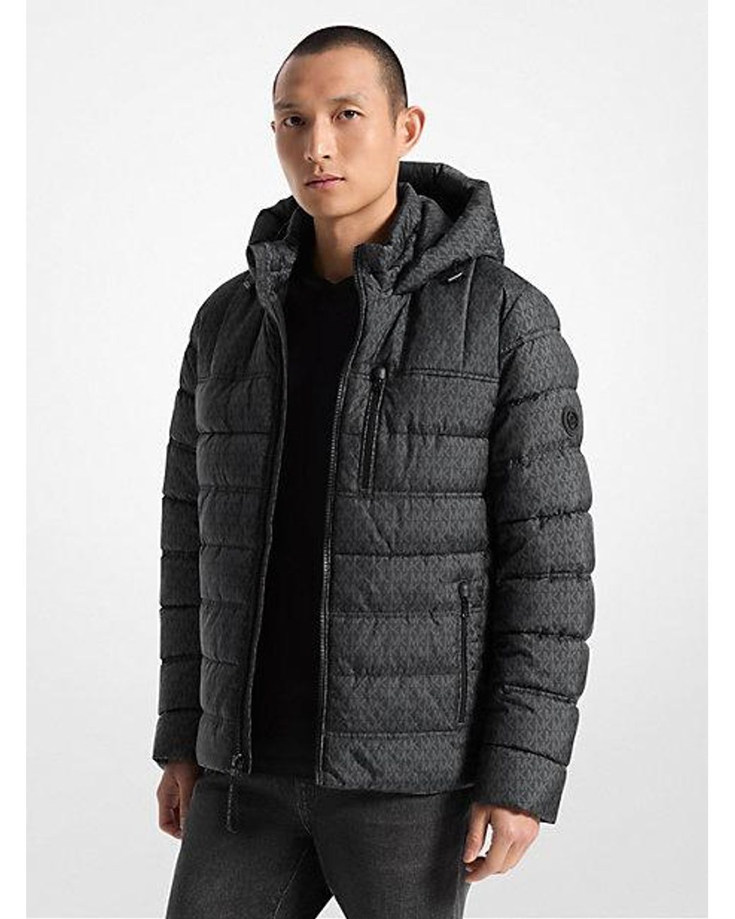 Michael Kors Signature Logo Puffer Jacket in Black for Men | Lyst