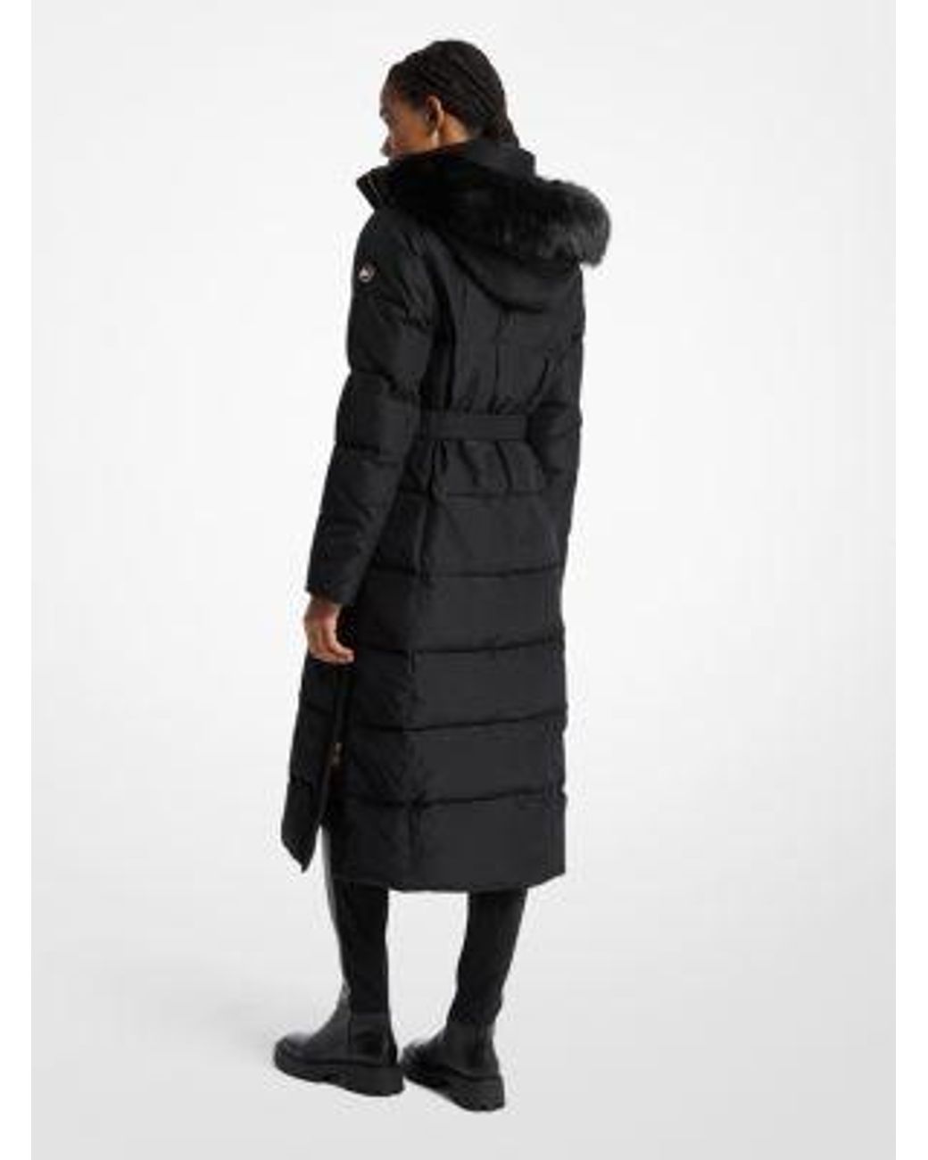 MICHAEL Michael Kors Mk Faux Fur Trim Quilted Puffer Coat in Black Lyst UK