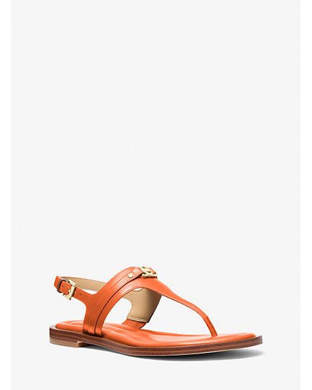 Michael Kors Mk Mandy Leather T-Strap Sandal in Pink | Lyst