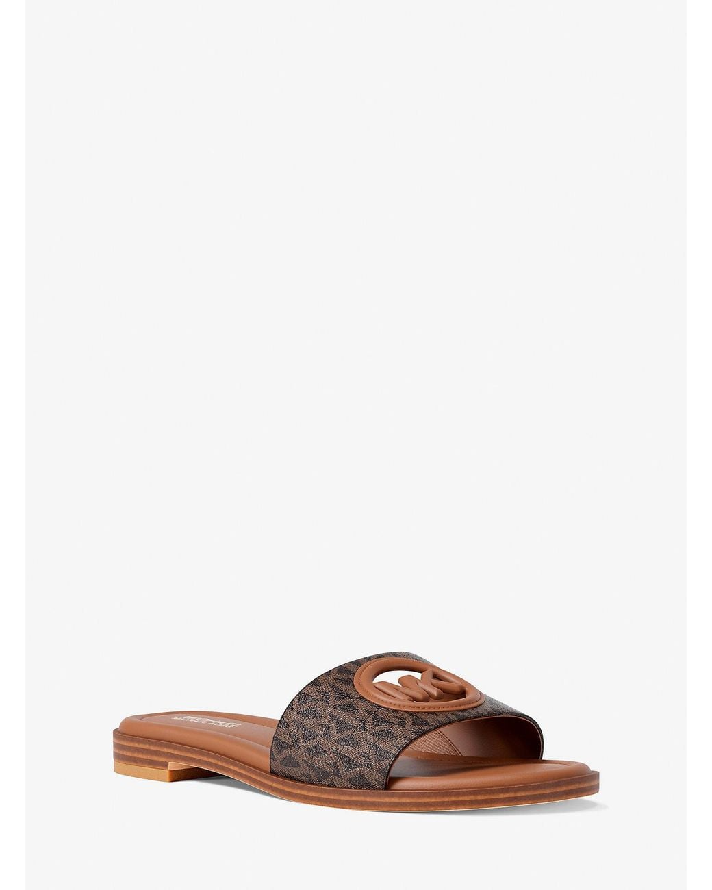 Michael Kors Outlet Mk Carissa Signature Logo Slide Sandal in Brown ...