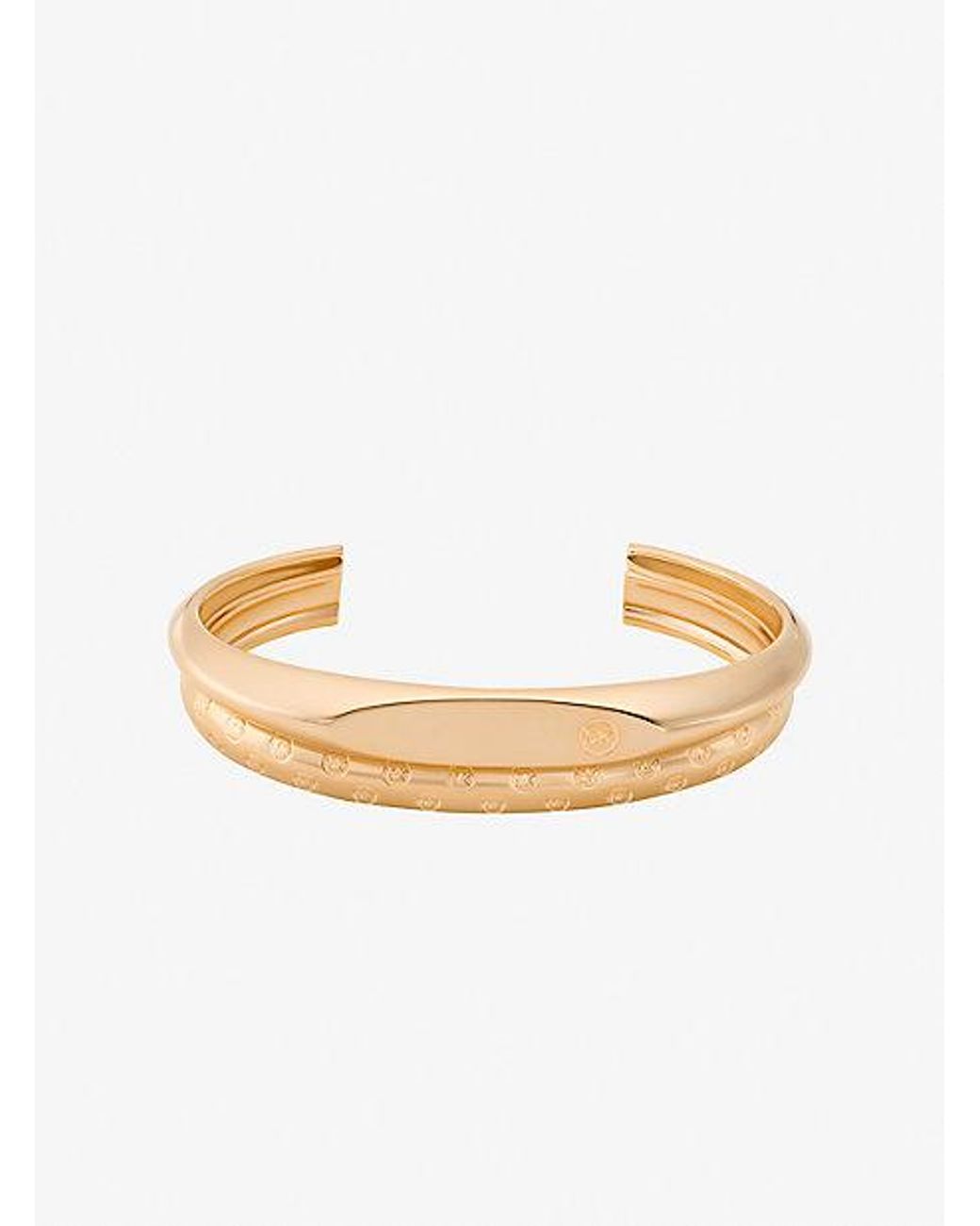Michael Kors Logo Engraved Cuff in White | Lyst