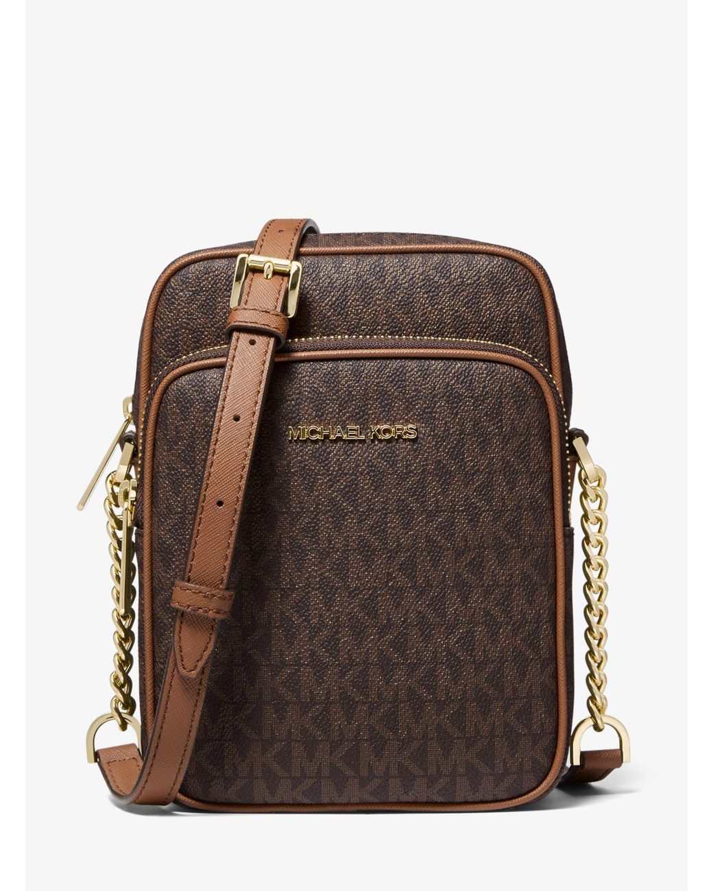 Michael Kors Jet Set Travel Medium Logo Crossbody Bag in Brown | Lyst