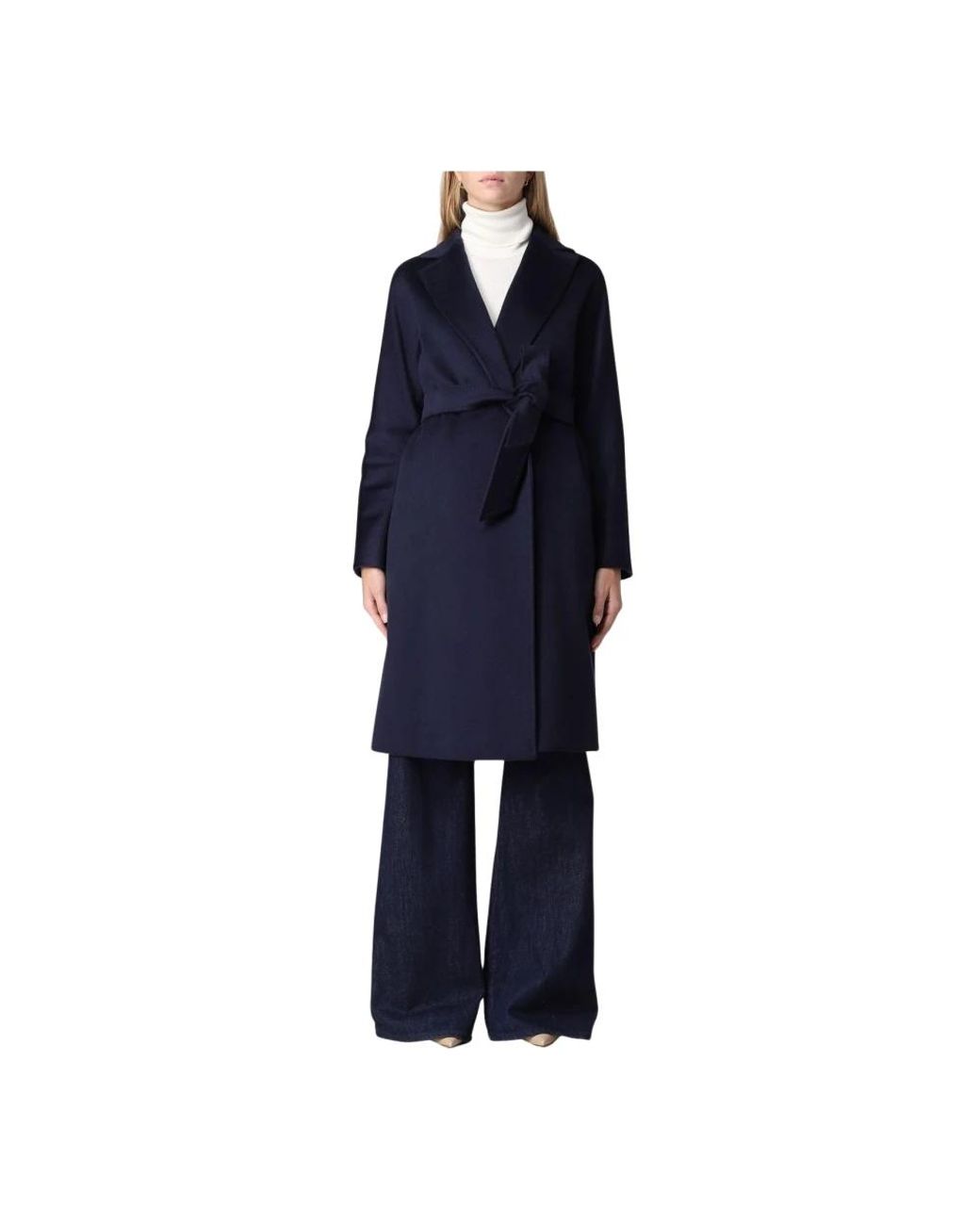 Max Mara Belted Coats in Blue | Lyst