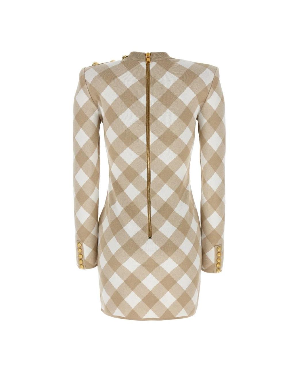Balmain Short Dresses in Natural | Lyst UK
