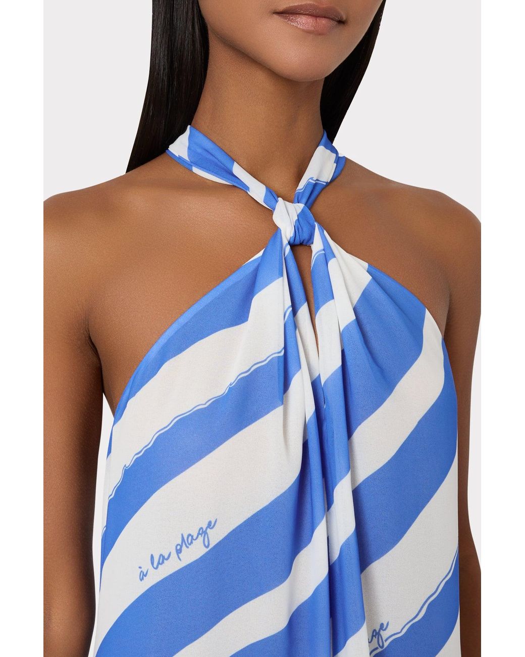 MILLY Ava Cross Neck Striped Dress in Blue | Lyst