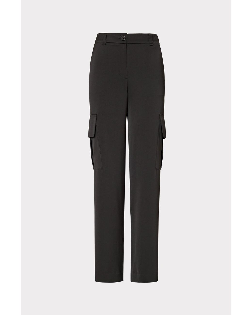 MILLY Skye Satin Cargo Pants in Black | Lyst