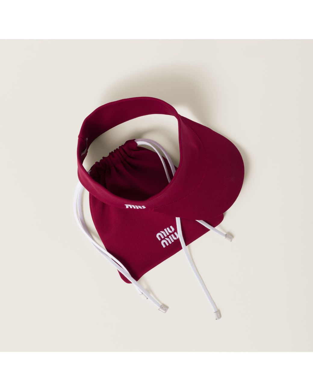 Miu Miu Nylon Visor With Pouch in Red | Lyst UK