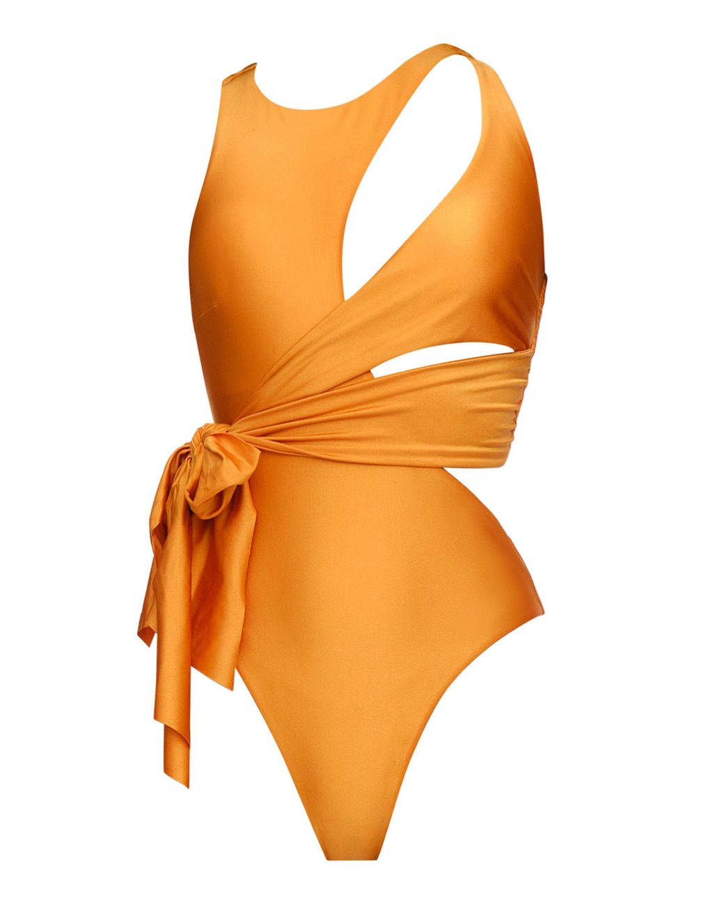 Andrea Iyamah Lada Tie Detailed Cutout One Piece Swimsuit In Orange Lyst