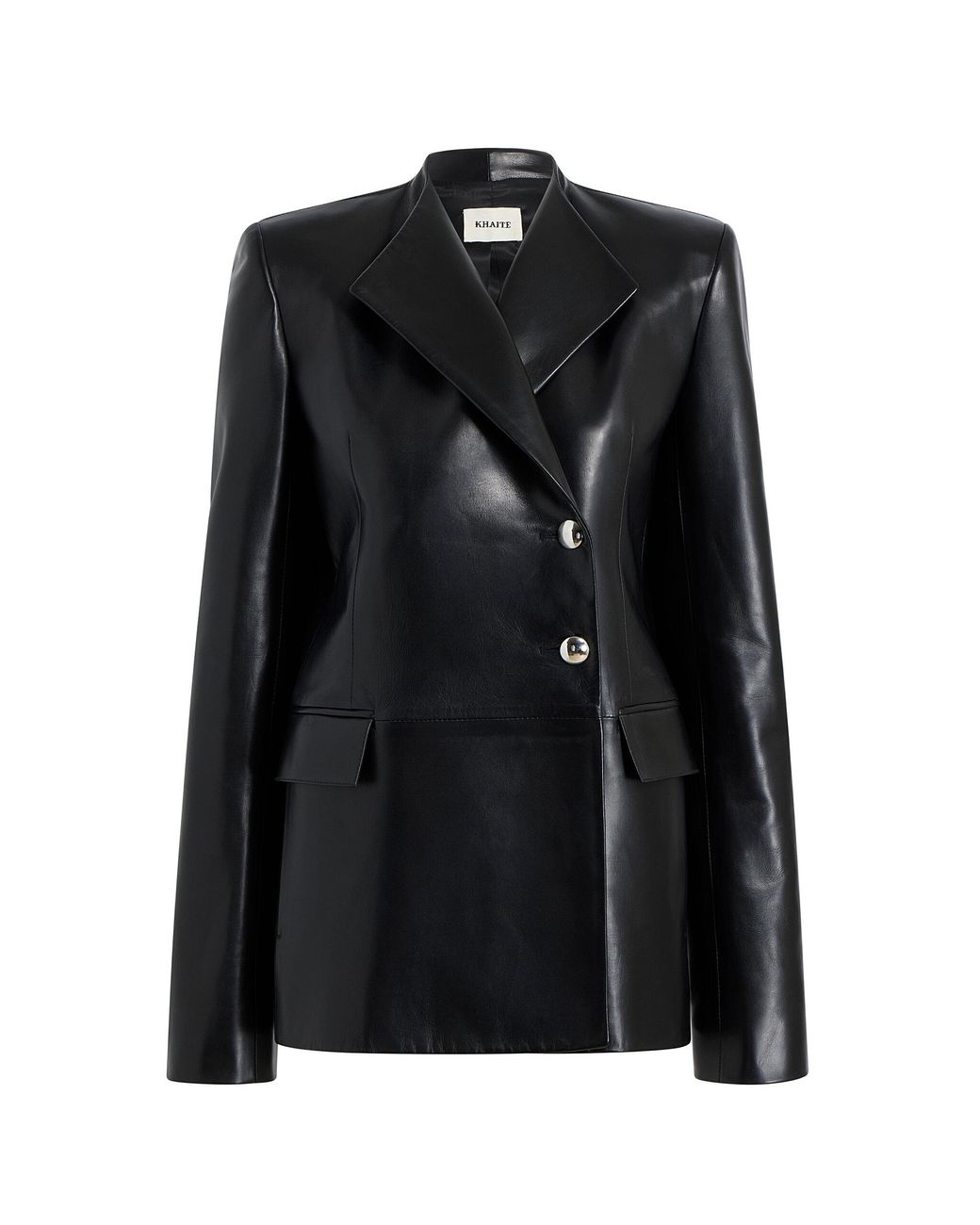 Khaite Elona Double-Breasted Leather Jacket in Black | Lyst UK