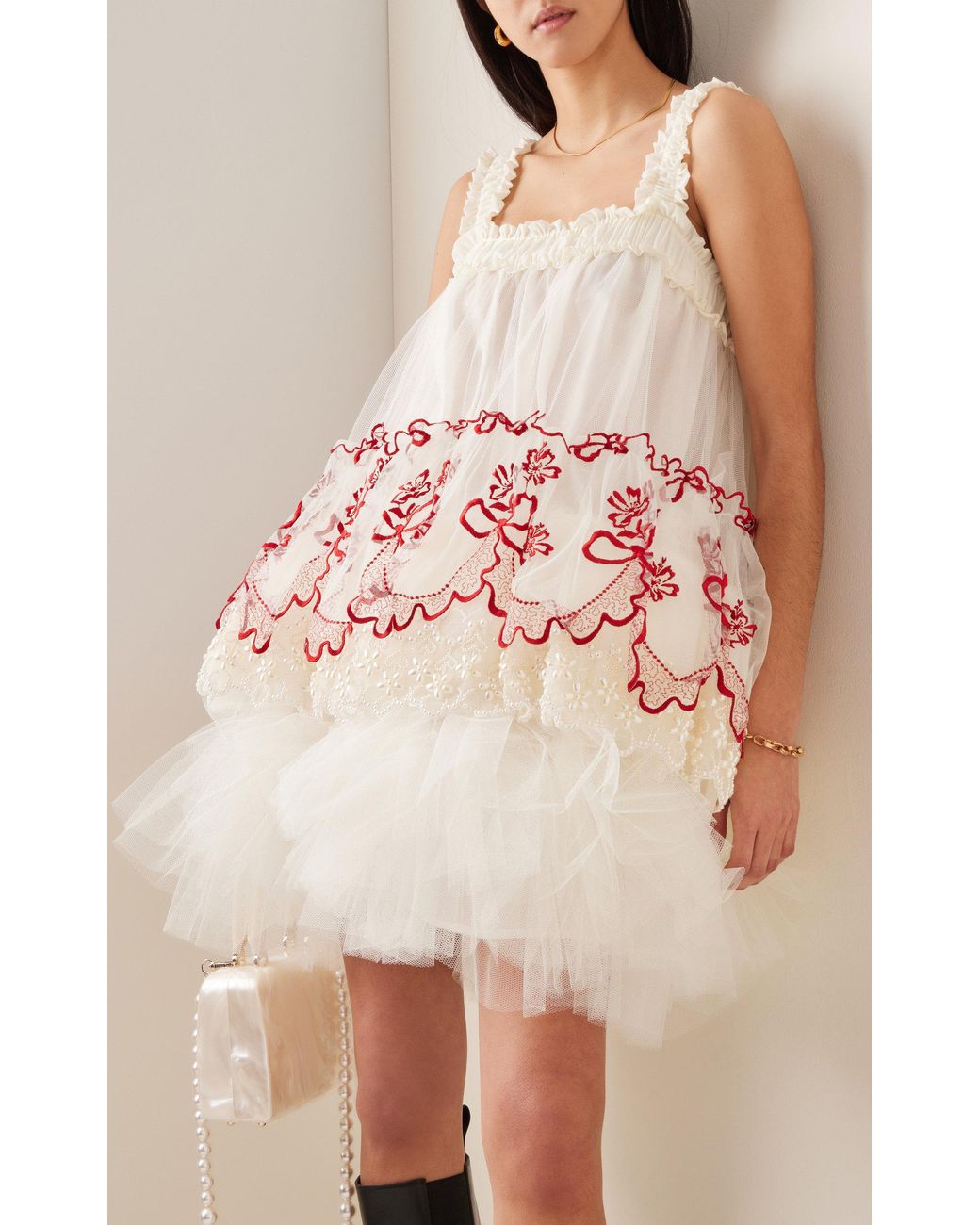 Simone Rocha Embroidered Layered Tulle Mini Dress | Lyst Simone Rocha Embroidered Layered Tulle Mini Dress | Lyst