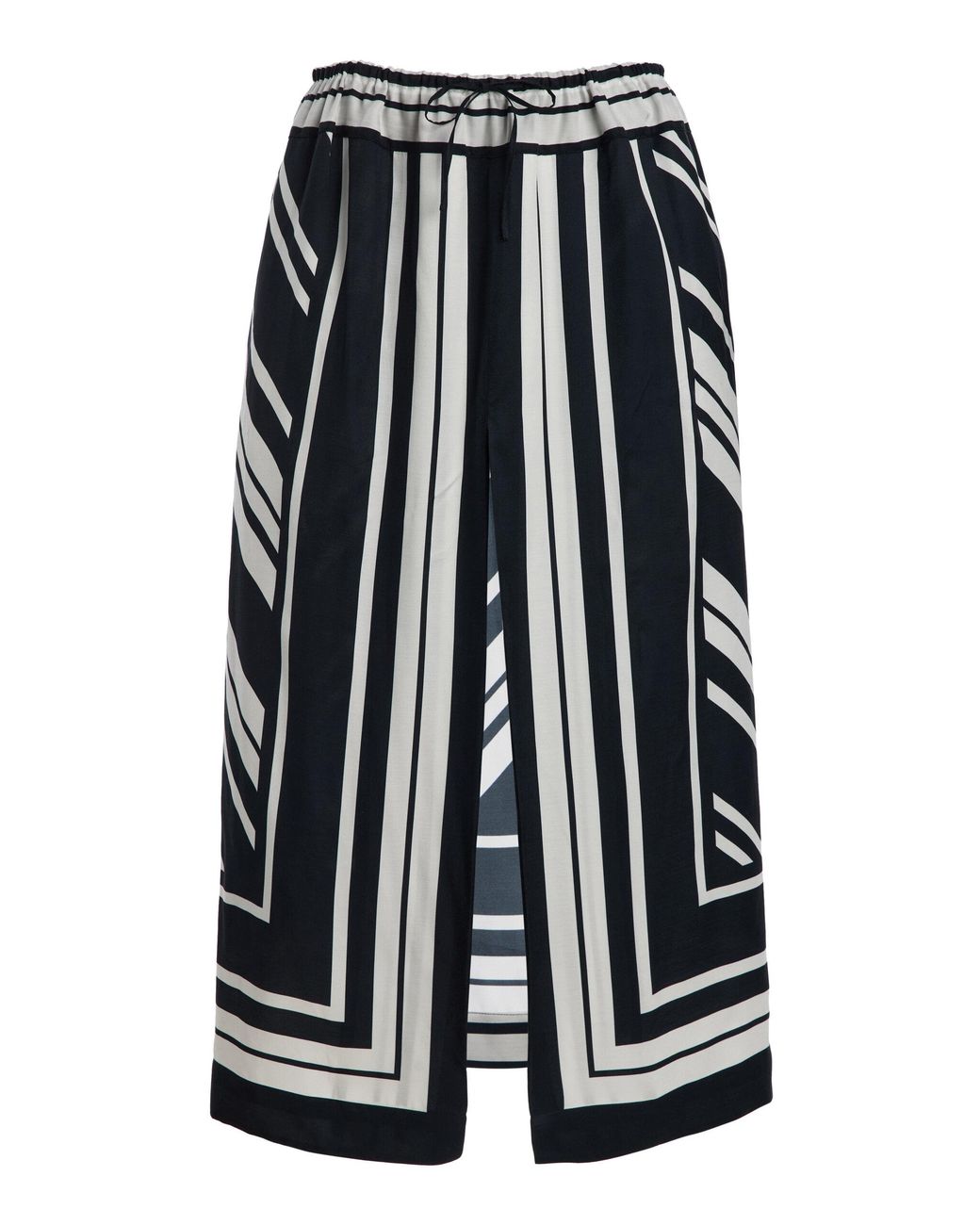 Brandon Maxwell The Jameson Striped Twill Maxi Skirt in Black | Lyst