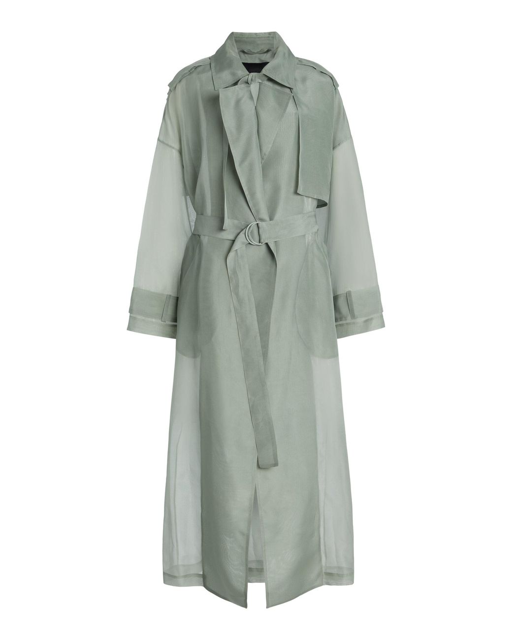 LAPOINTE Organza Double-Breasted Trench Coat in Green | Lyst