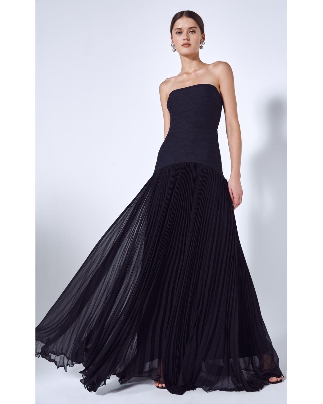 Alexis Sunniva Plisse Strapless Gown In Black Blue Lyst