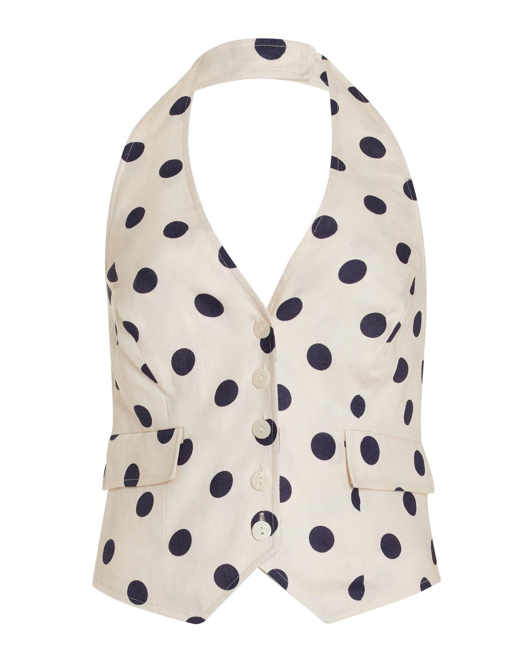 Cara Cara Prescott Dotted Linen Halter Vest in Natural | Lyst
