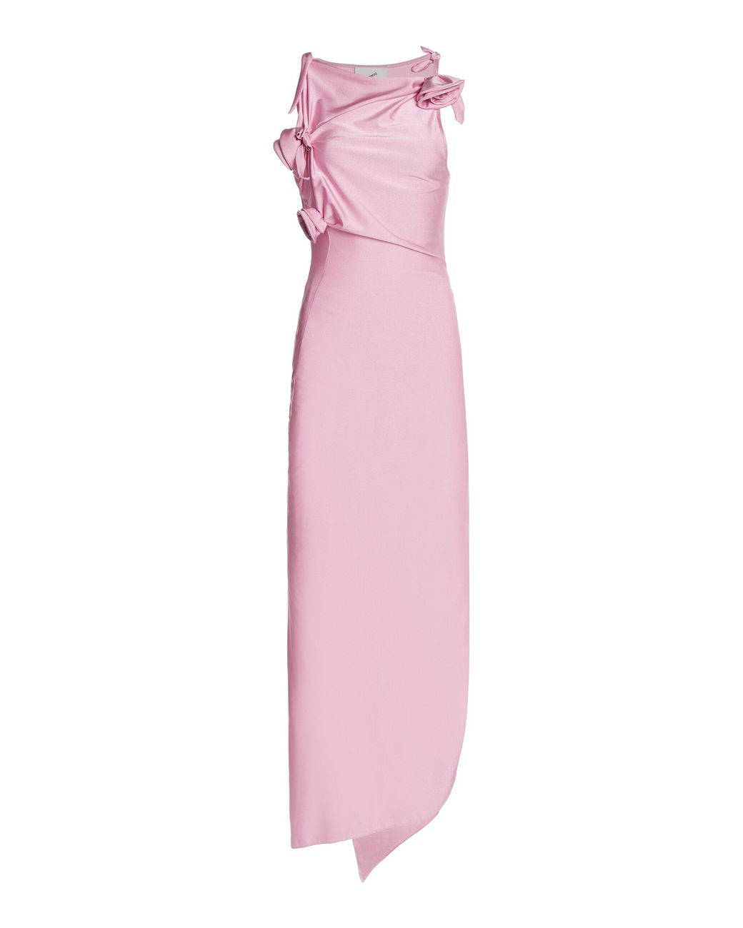 Coperni Asymmetric Rosette-detailed Satin Gown in Pink | Lyst