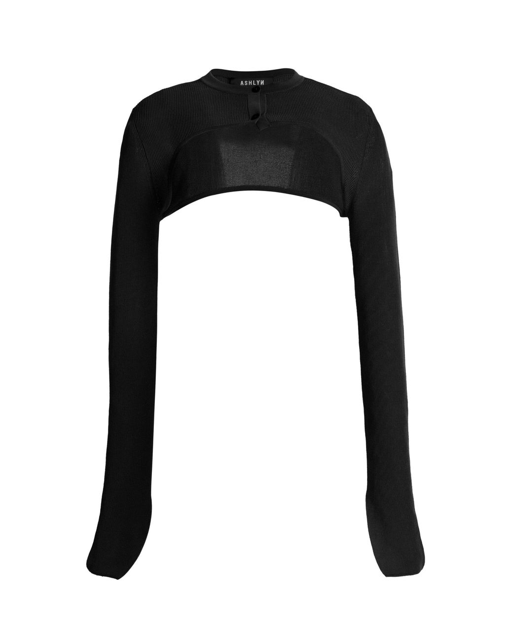 Ashlyn Liliana Cropped Micro-Cardigan in Black | Lyst UK