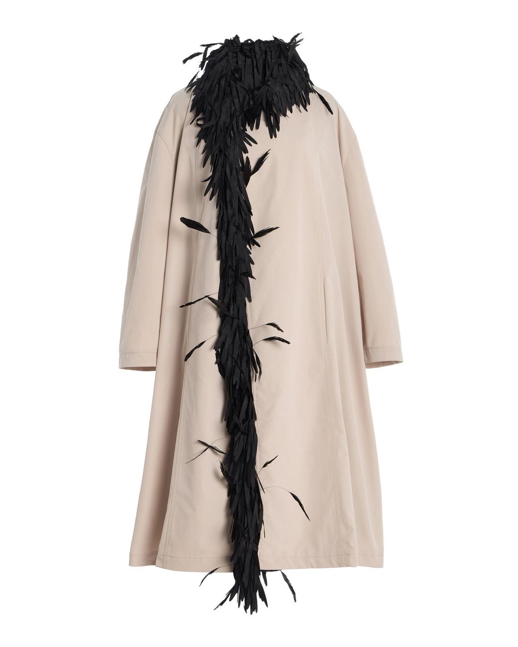 Brandon Maxwell The Yura Feather-Trimmed Trench Coat in Natural | Lyst UK