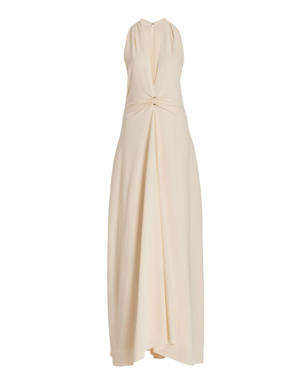 Brandon Maxwell The Banks Deep-v Stretch-crepe Maxi Dress in Natural | Lyst
