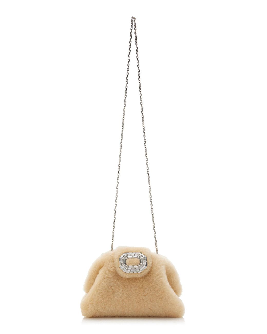 AMINA MUADDI Camelia Shearling Clutch in Natural | Lyst