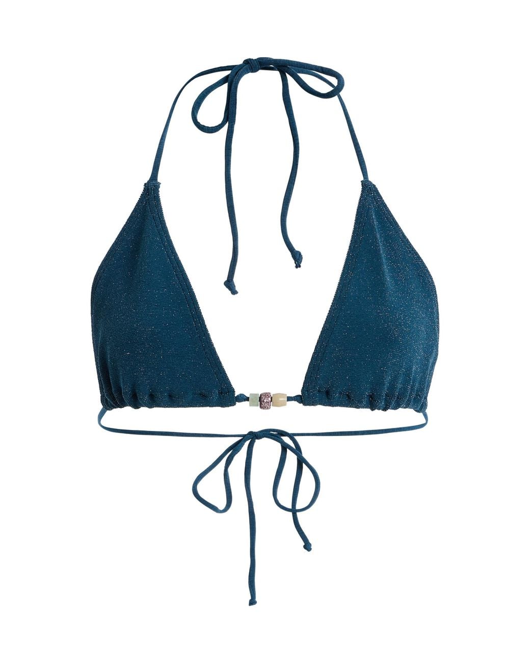 Bondeye Ingrid Beaded Shimmer Bikini Top in Blue | Lyst