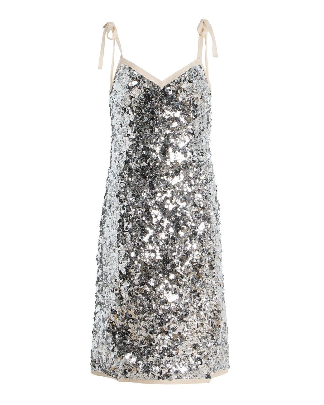 Prada Sequined Midi Slip Dress in White | Lyst
