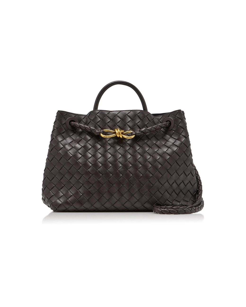Bottega Veneta Andiamo Intrecciato Leather Bag in Black | Lyst
