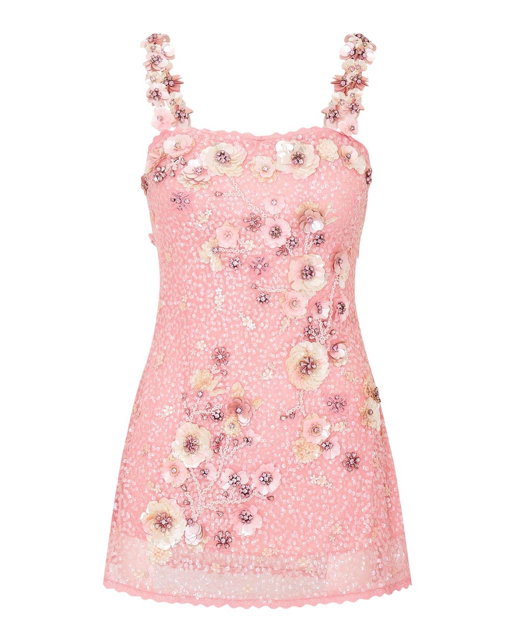 LoveShackFancy Rosmara Embellished Mini Dress in Pink | Lyst