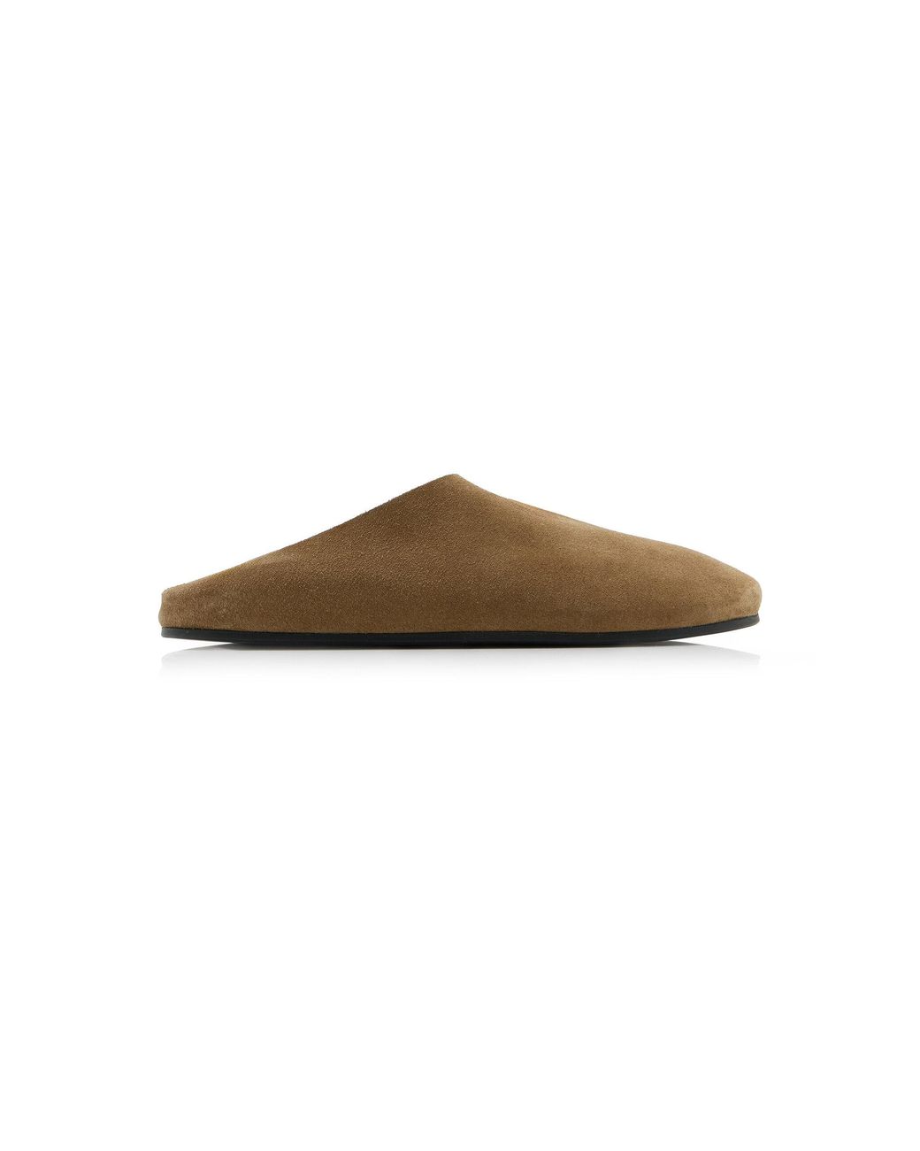 The Row Hudson Suede Slides in Brown | Lyst