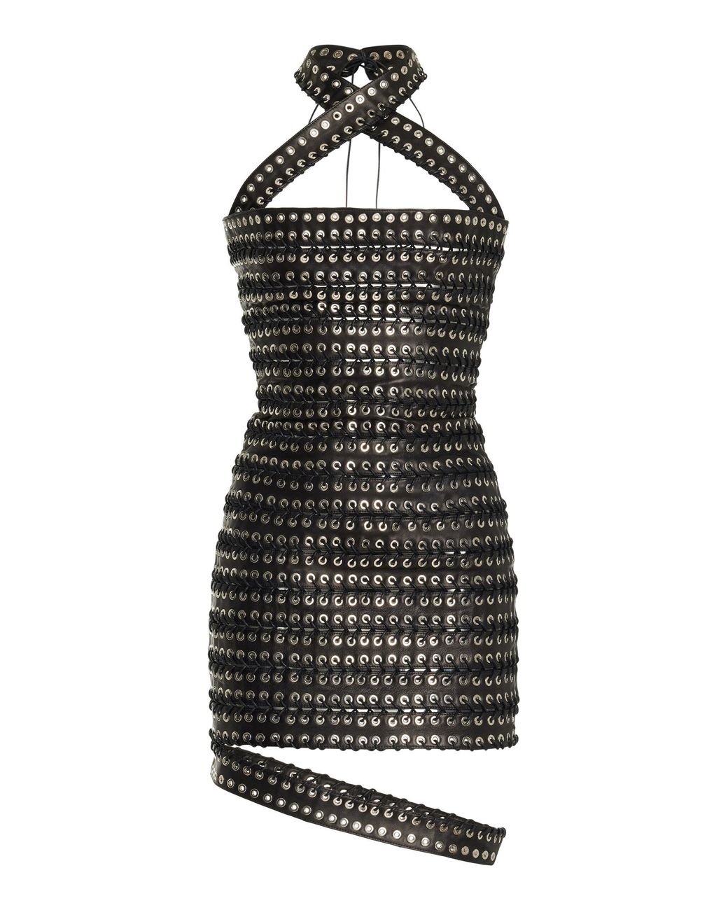 Ludovic de Saint Sernin Exclusive Grommet-detailed Leather Mini Dress ...