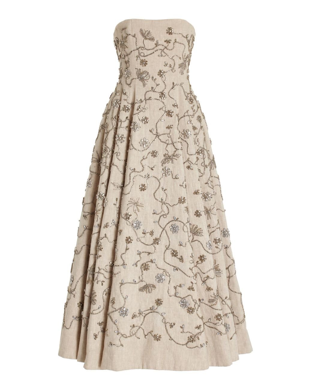 Erdem Dara Embroidered Linen Maxi Dress in Natural | Lyst UK