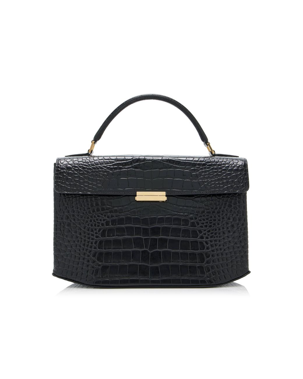TOTEME Box Croco-Embossed Top Handle in Black | Lyst