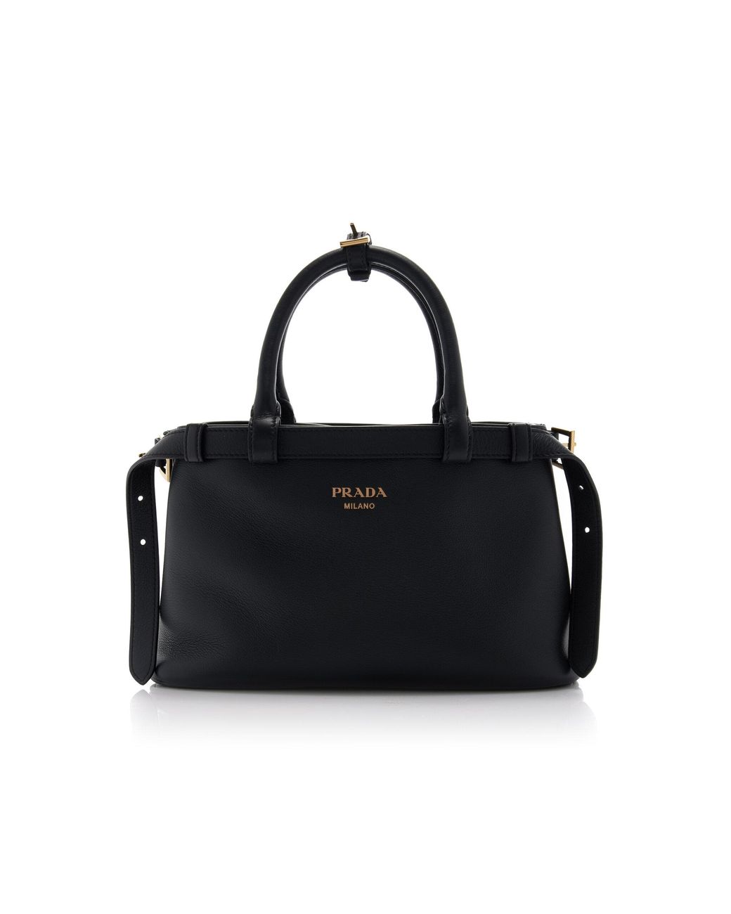 Prada Small Leather Top Handle Bag in Black | Lyst