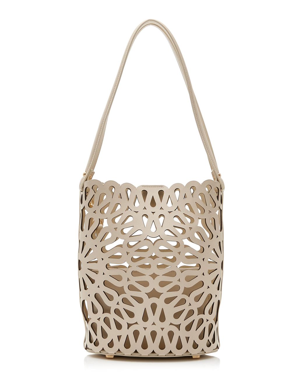 Jonathan Simkhai Mccall Laser-Cut Leather Bucket Bag in White | Lyst