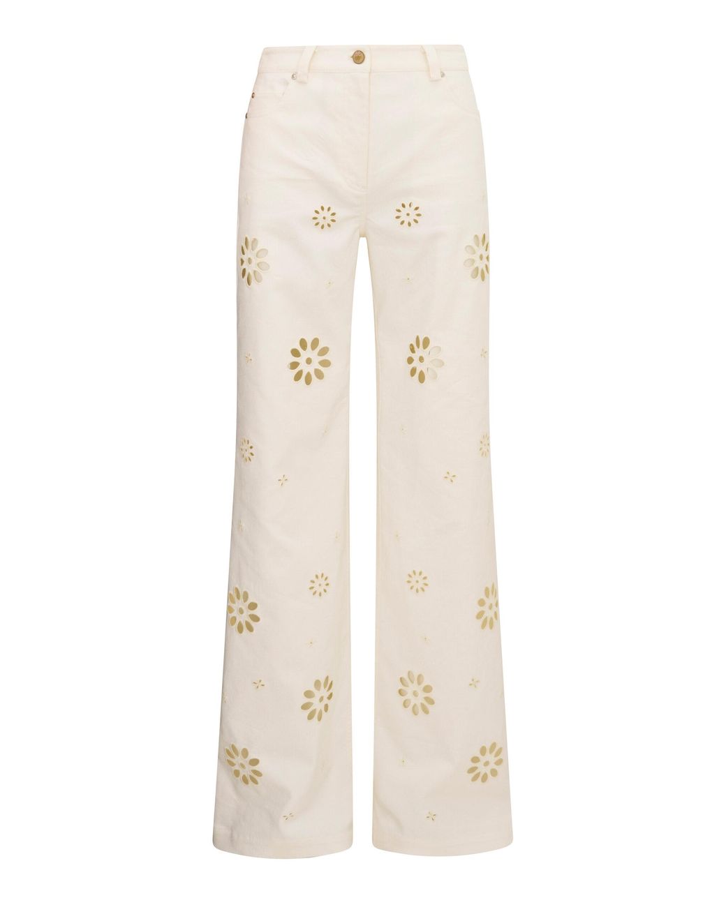 LoveShackFancy Carolette Floral-Cutout Cotton-Blend Straight-Leg Pants ...