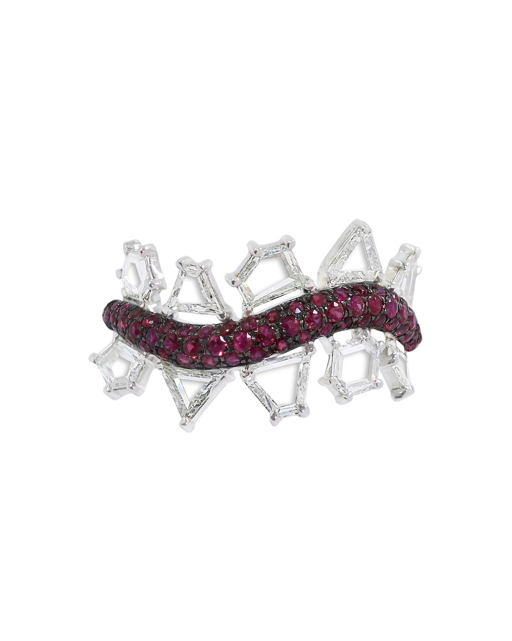 VAK 18K The Portrait Diamond And Ruby Ring in Red | Lyst
