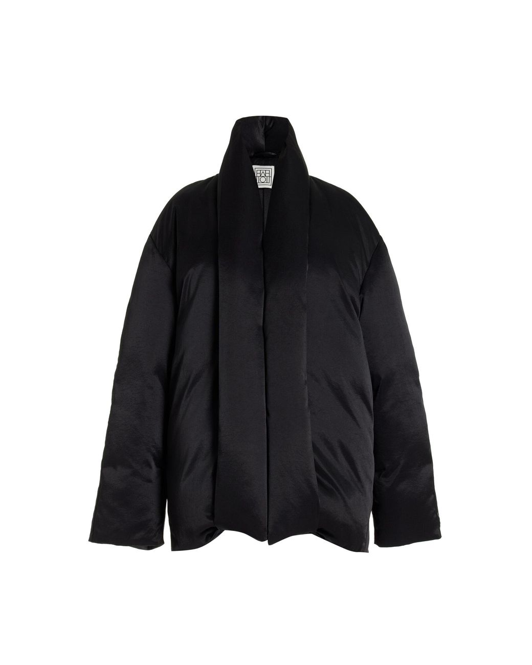 TOTEME Satin Puffer Jacket in Black | Lyst