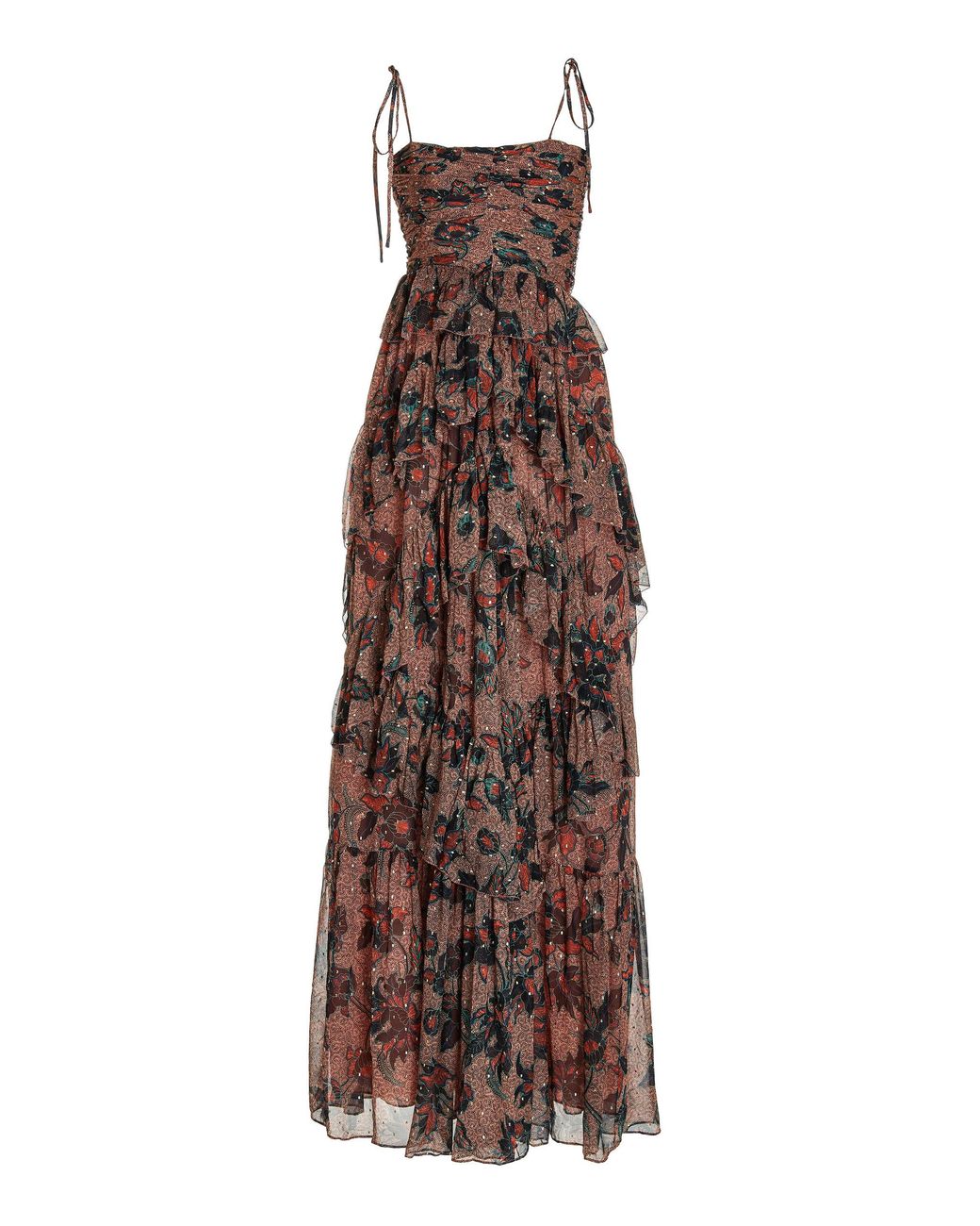 Ulla Johnson Aveline Ruffled Silk Gown in Pink | Lyst