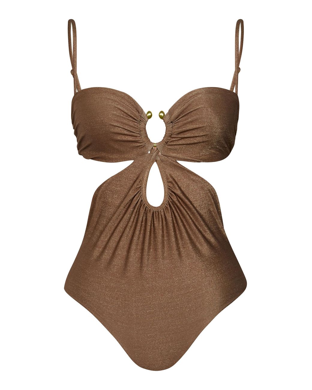 Johanna Ortiz Huachuma Glittered Cutout One Piece Swimsuit In Brown Lyst