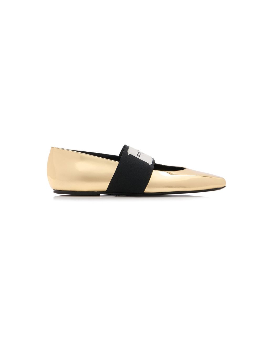 Givenchy Logo-Embellished Metallic Leather Ballet Flats in Black | Lyst UK
