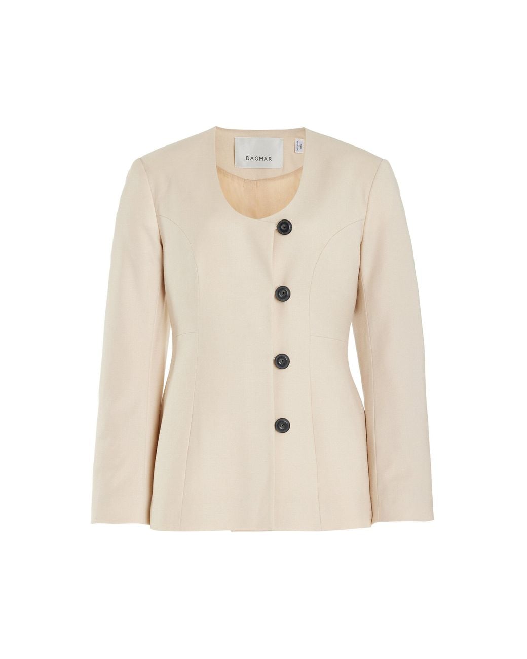 House of Dagmar Collarless Wool-blend Blazer in Natural | Lyst