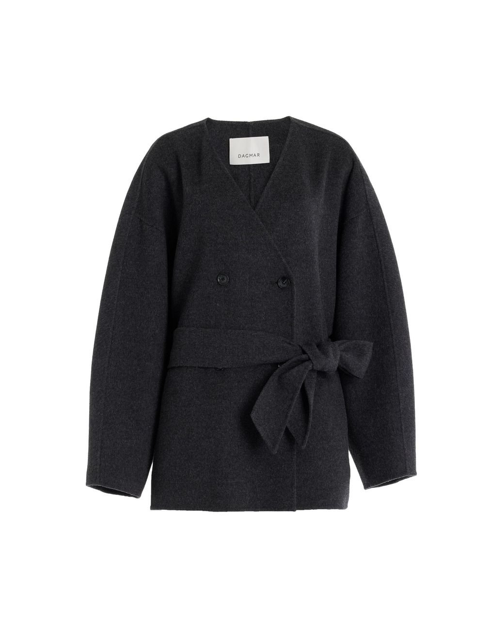 House of Dagmar Oversized Belted Knit-wool Jacket in Black | Lyst