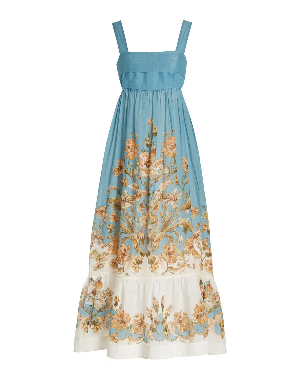 Zimmermann Chintz Tiered Ramie Maxi Dress in Blue | Lyst