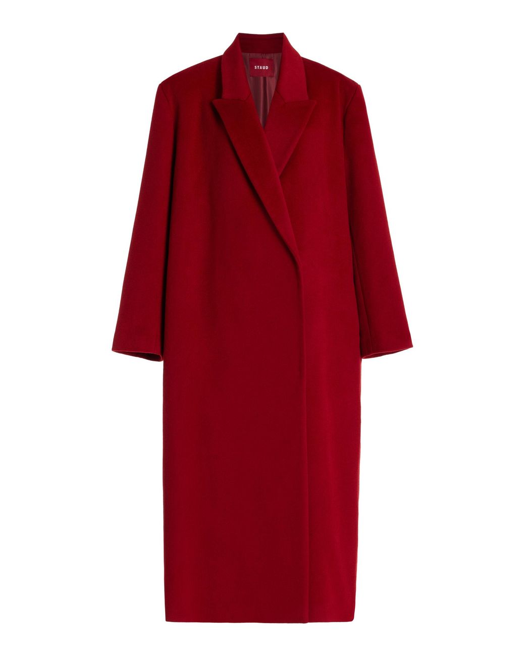 STAUD Serge Oversized Wool Crepe Coat in Red | Lyst