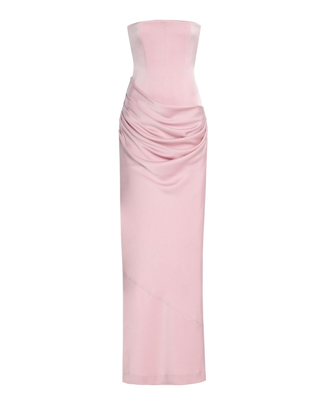 Alex Perry Strapless Corset-Waist Satin Gown in Pink | Lyst