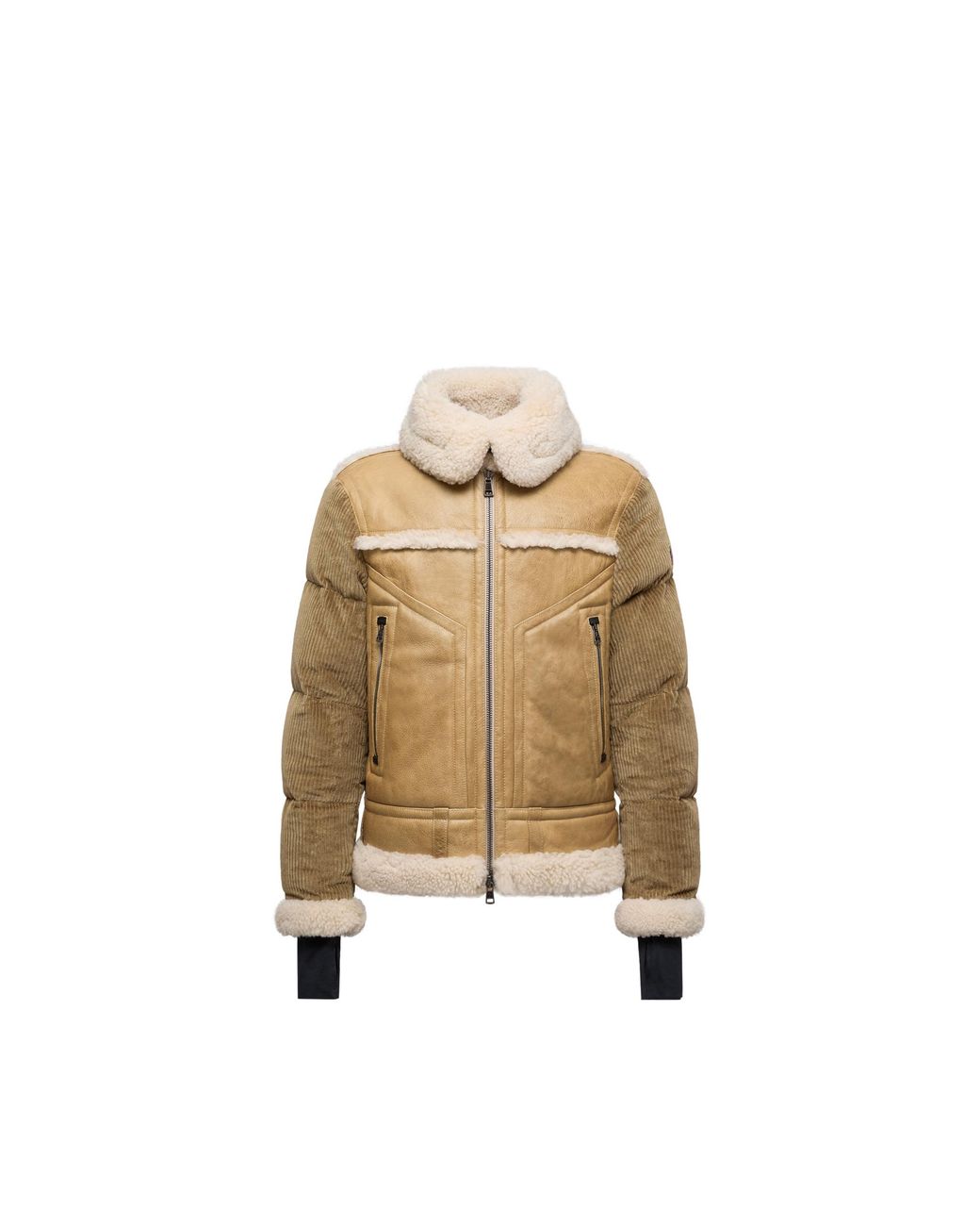 Moncler Argens Leather & Shearling Short Down Jacket in Natural for Men ...