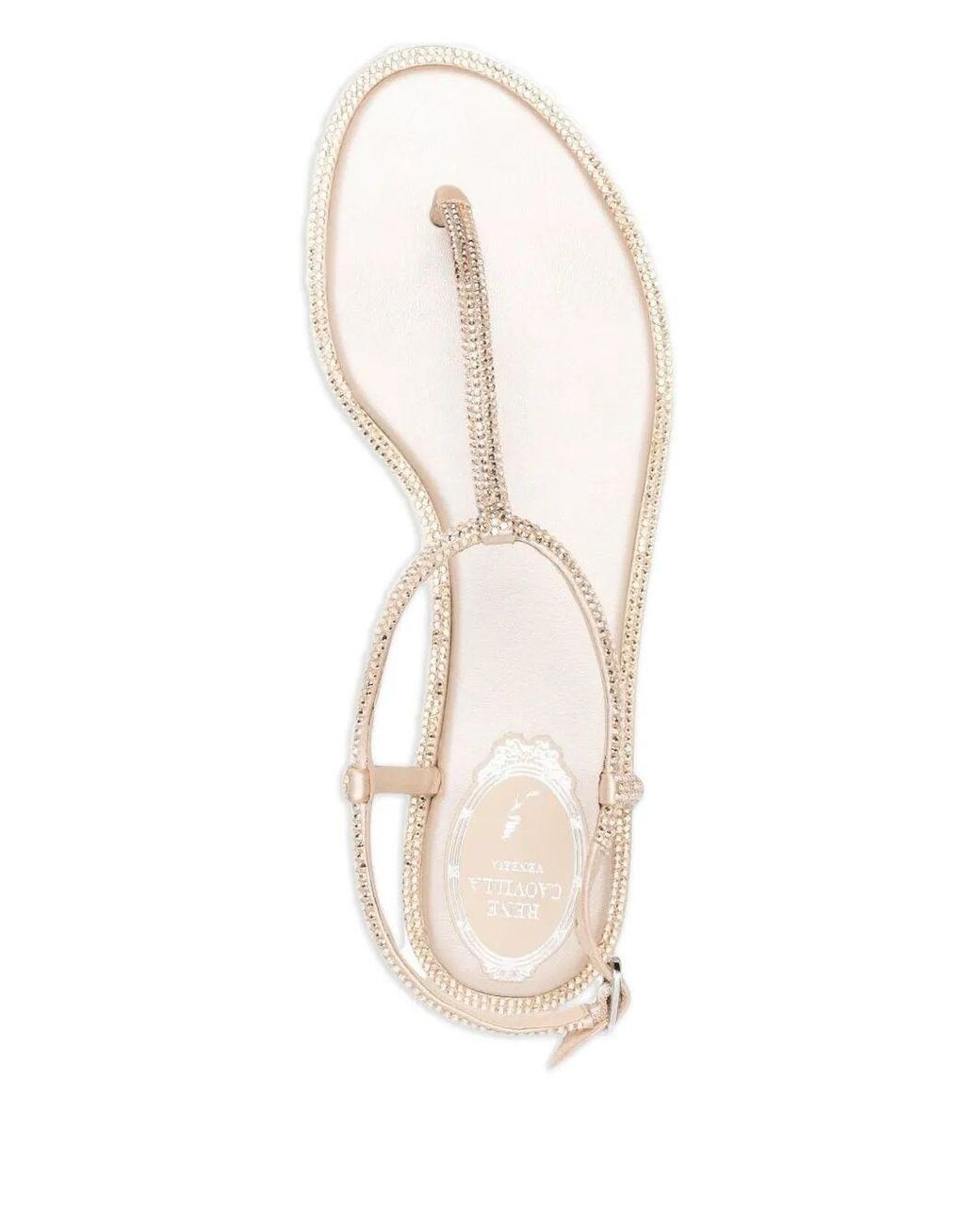 Rene Caovilla Diana 10 Crystal Flat Sandals in Natural | Lyst UK