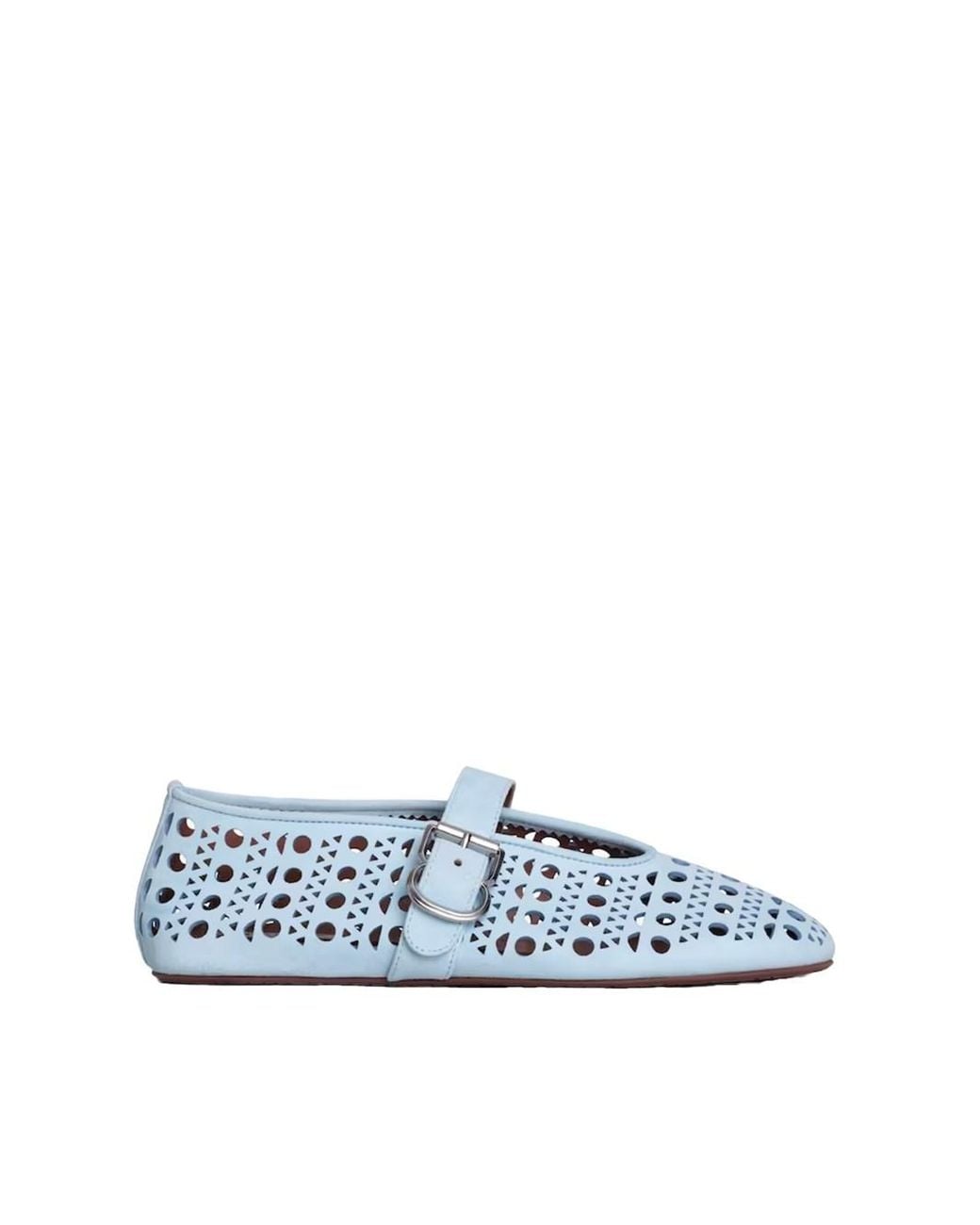 Alaïa Perforated Nappa Leather Ballerina Flats in Blue | Lyst Canada