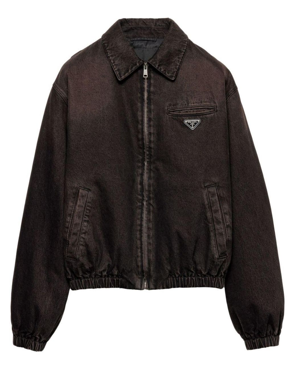 Prada Padded Denim Bomber Jacket in Black for Men | Lyst